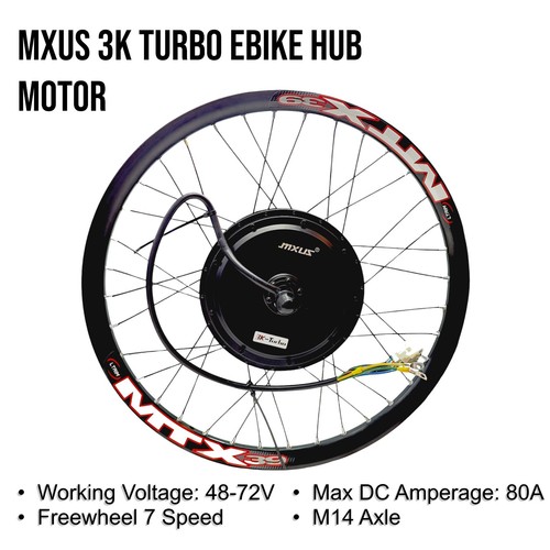 Mxus 3K Turbo 3000w Ebike Hub Motor MTX Rim 26/27.5/29in Stealth Bomber ...