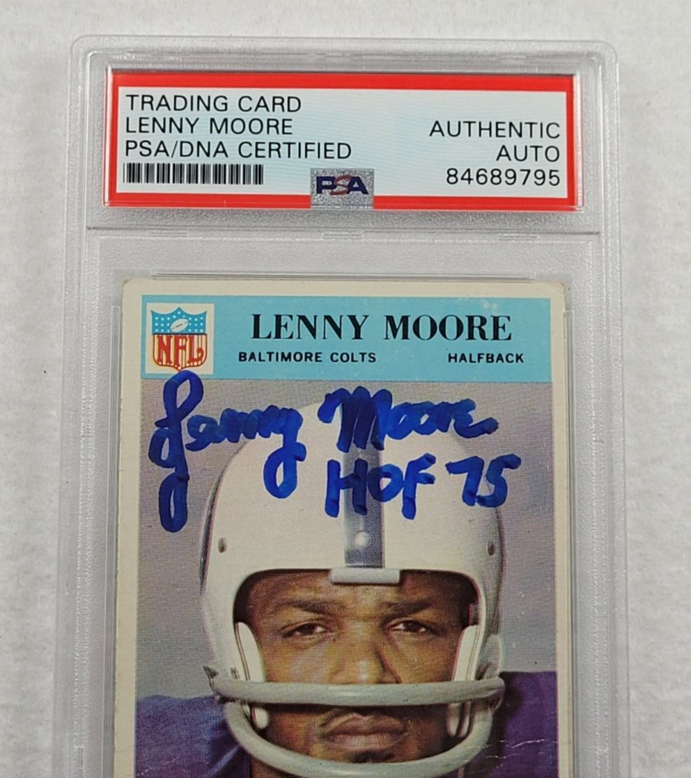 1966 LENNY MOORE Signed Philadelphia Football Card-HOF-BALTIMORE COLTS ...