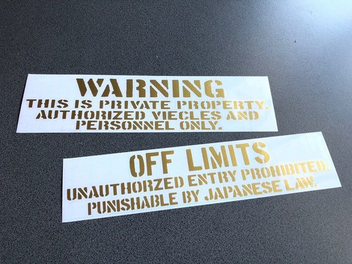 Free shipping WARNING OFF LIMITS sticker 2 types set gold US American ...
