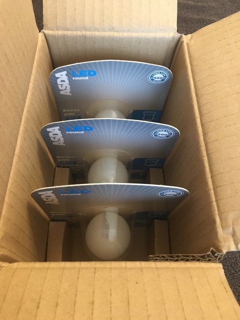 2x Asda LED Round Light Bulb - Small Bayonet Cap 3.5w 25 W 250 Lumens ...