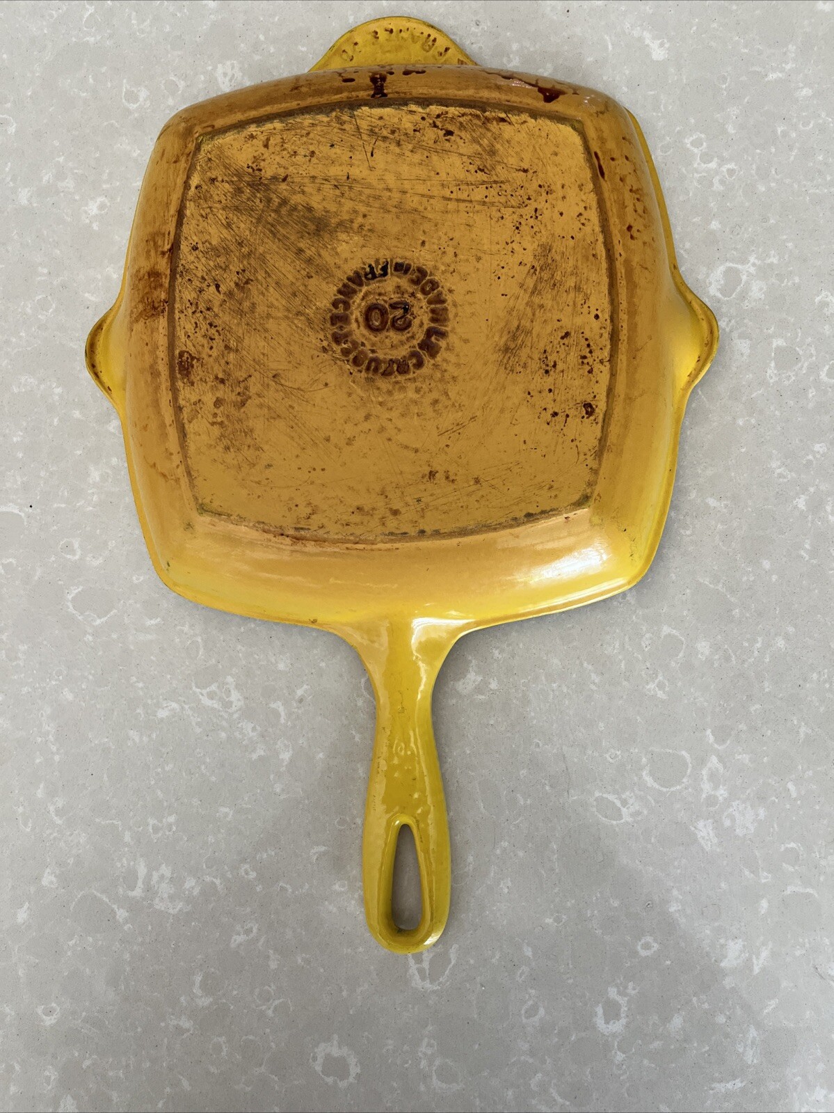 VTG Le Creuset Yellow Enameled Cast Iron Square Grill Pan Skillet ...