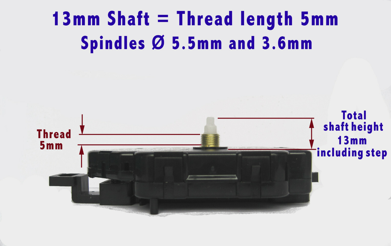 Pendulum Clock Battery Mechanism Quartz, Spindles Ø 5.5 & 3.6mm ...