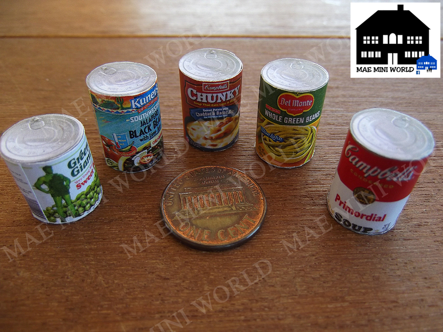5 Miniature food cans. MAE Mini World 1:6 CAN | eBay