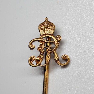 WW1 WWI Original German stick pin crown Wilhelm monogram badge button ...