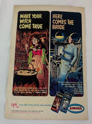 1965 Aurora model kit ad page ~ THE WITCH AND BRIDE OF FRANKENSTEIN | eBay