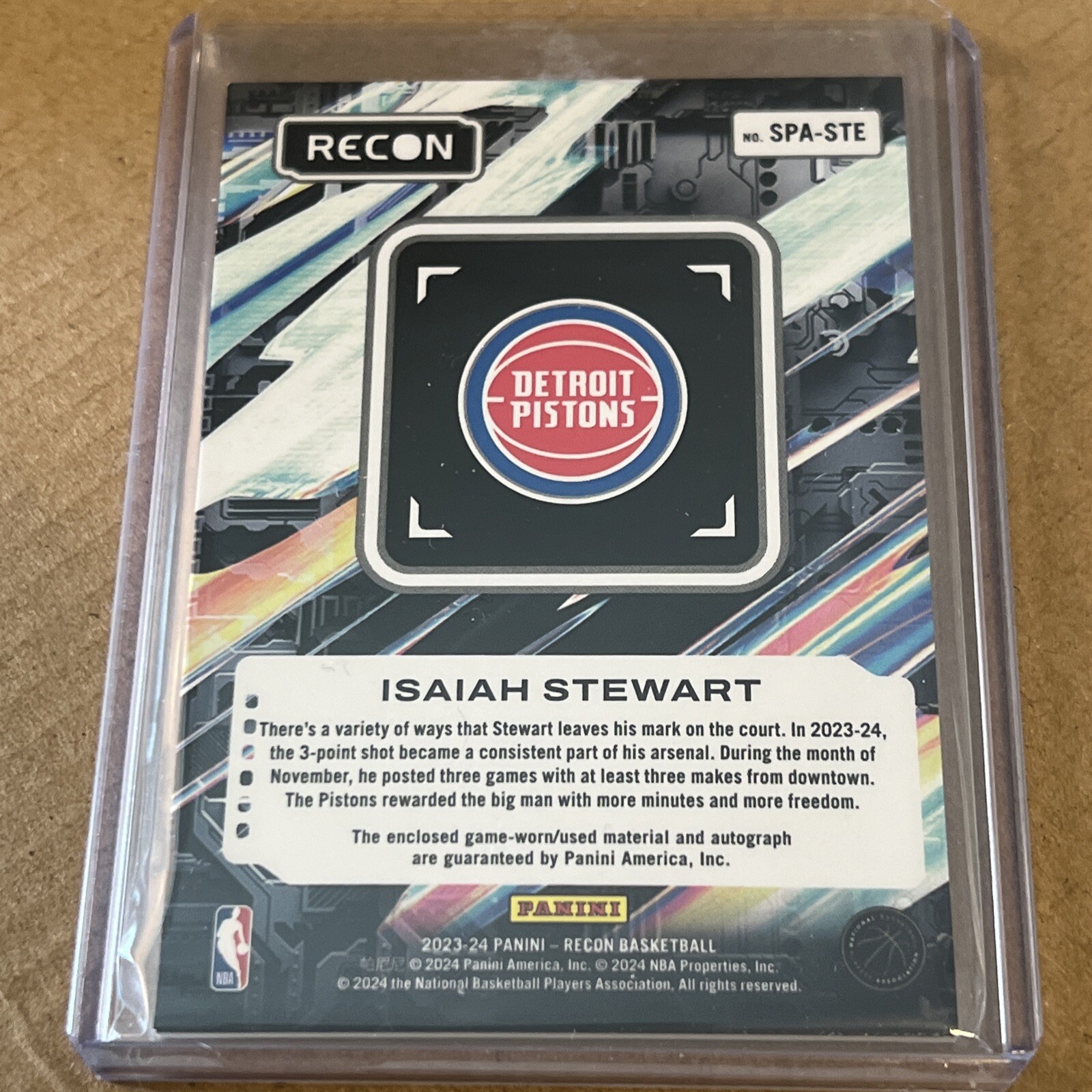 2023-24 Panini Recon Isaiah Stewart Seasoned Pro Auto w/ Game Worn ...