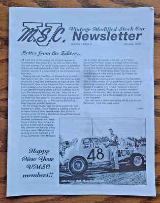 Vintage Modified Stock Car Newsletter VMSC January 2006 John Reiser | eBay