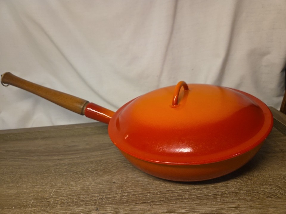 Vintage Descoware Cast Iron Enamel 9.5 Pan Skillet LiD 23-B Belgium ...