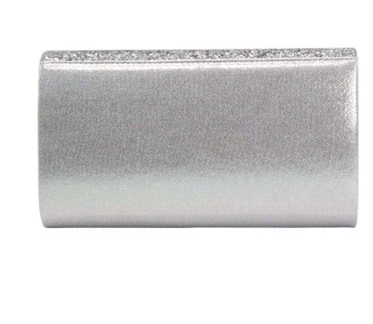 Women Silver Envelope Clutch Purse Evening Party Shiny Handbag Shoulder ...
