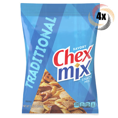 4x Bags Chex Mix Traditional Flavor Savory Assorted Snack Mix | 3.75oz ...