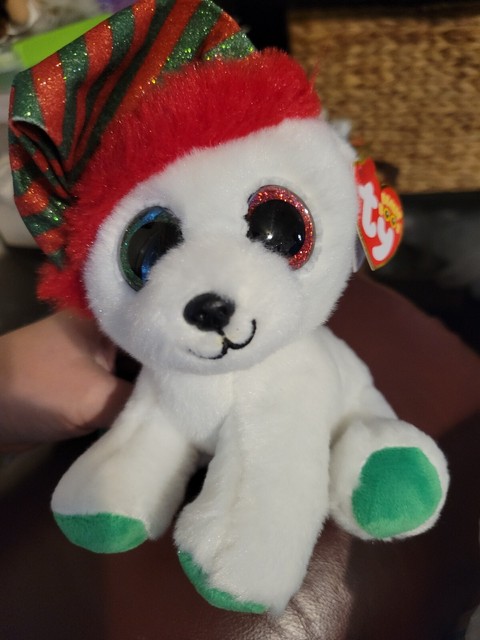TY BEANIE BOO'S Paxton the Polar Bear Glitter Eyes 6" Birthday December ...