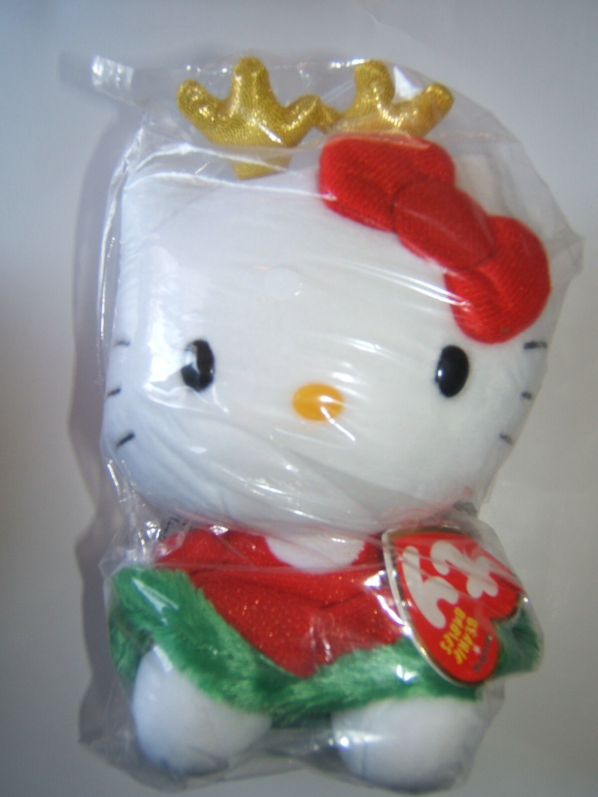 MINT Christmas Reindeer Antlers Hello Kitty Ty Beanie Baby Plush ...