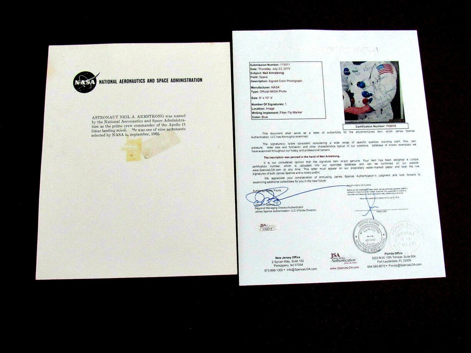 NEIL ARMSTRONG APOLLO 11 FIRST ON THE MOON SIGNED AUTO NASA LITHO PHOTO ...