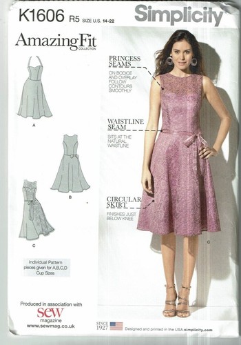 Simplicity #K1606 Amazing Fit Dress w/ Sleeve Variations Pattern Sz 14 ...