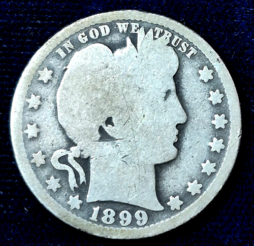 1899-O Barber 90% Silver Quarter G+ Good Features U.S. 25c Coin | eBay