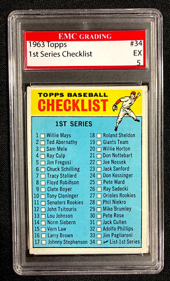 1966 Topps Baseball Card 1st Series Checklist #34 Graded EX *5* CF ...
