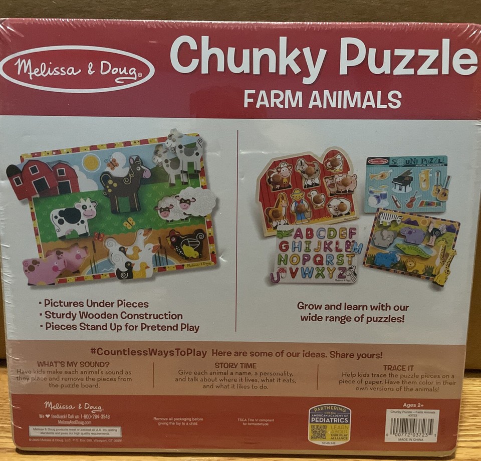 Melissa & Doug, Chunky Puzzle Farm Animals, NEW! Wooden Age 2 up Fresh ...