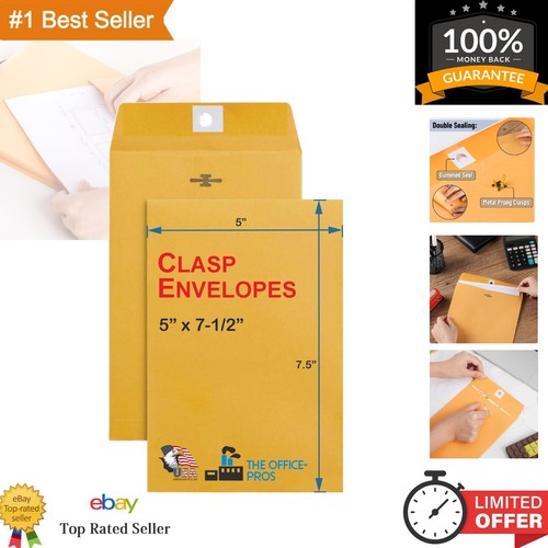 Premium 5" x 7.5" Clasp Envelopes with Metal Closure - Ideal for Letter ...