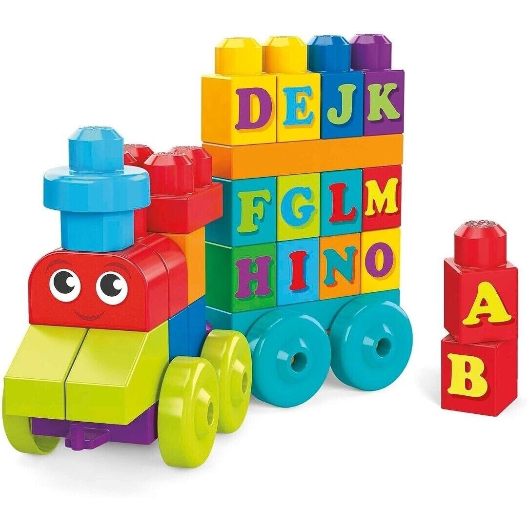 Mega Bloks ABC Alphabet Learning Train 60 Block Pieces - Educational ...