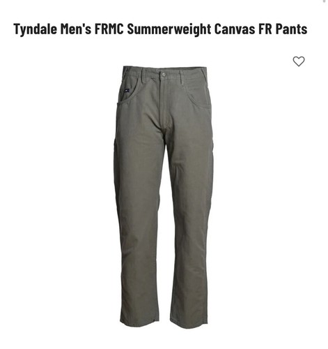 Tyndale Pants FRMC Summerweight Canvas FR Men's 38X32 Fire Flame ...