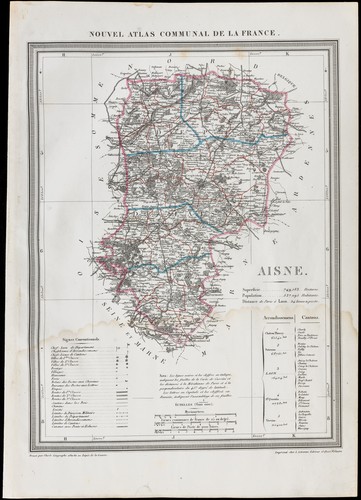 1839 - antique map De L'Aisne. Department France. engraving | eBay