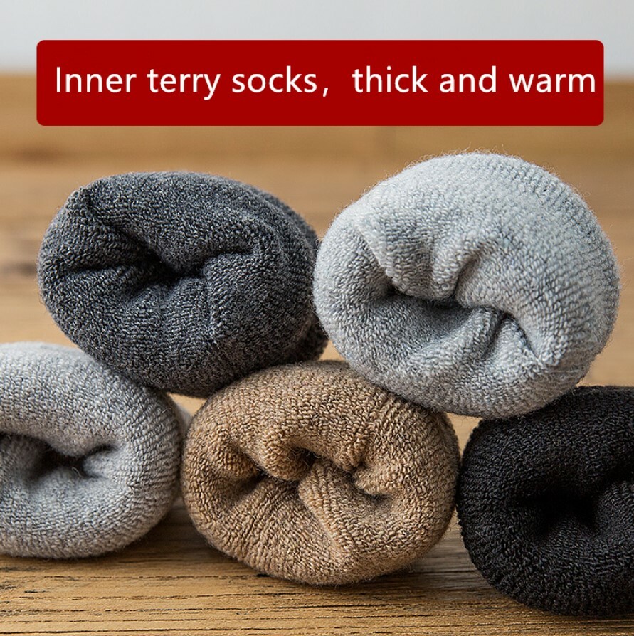 5 Pairs Men Merino Wool Cushioned Fleece Thermal Thick Warm Hiking ...