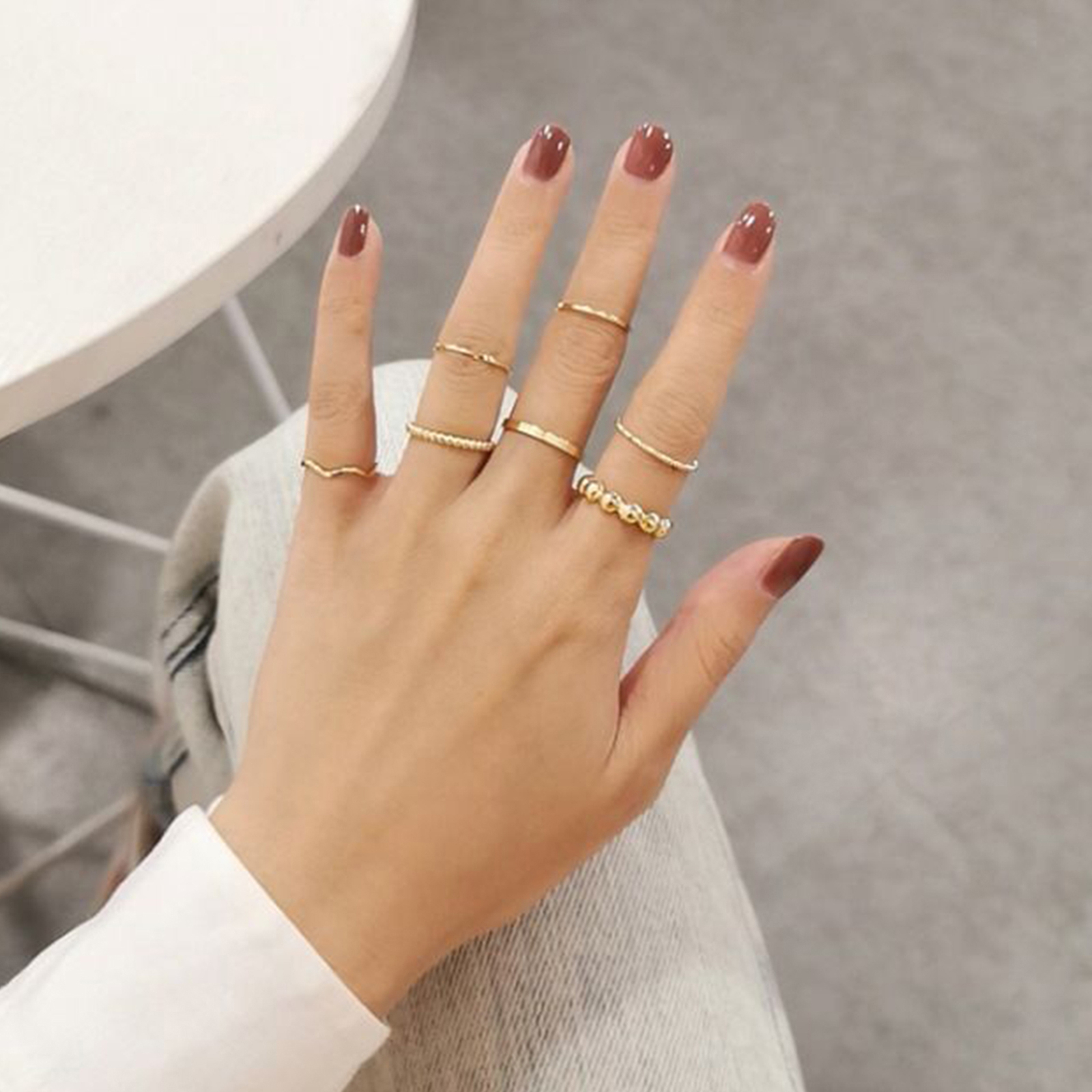 8pcs Women Rings Electroplating Decorate Minimalist Index Finger Rings ...