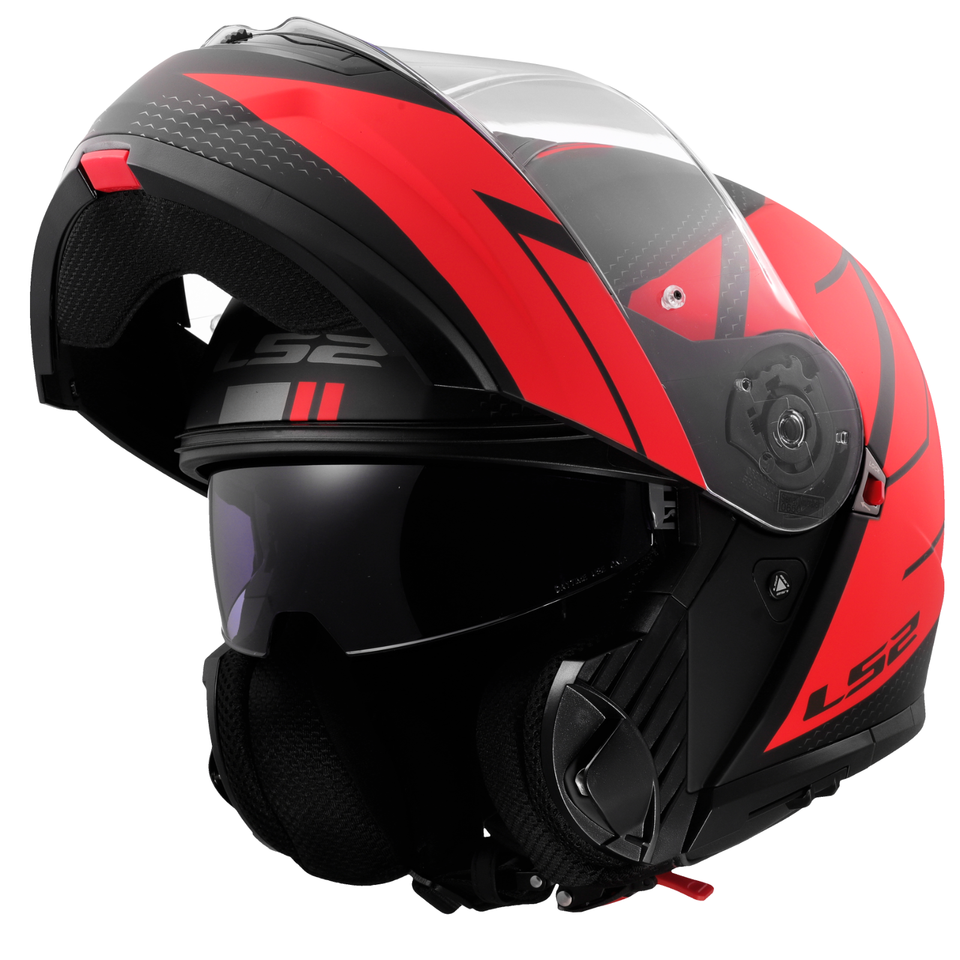 LS2 FF908 STROBE II FLIP UP MOTORCYCLE CRASH HELMET SCOOTER BLACK ...