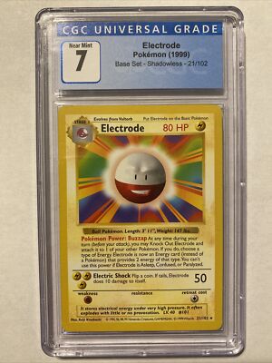 CGC 7 Pokemon Base Set ELECTRODE Rare 21/102 (1999) SHADOWLESS | eBay