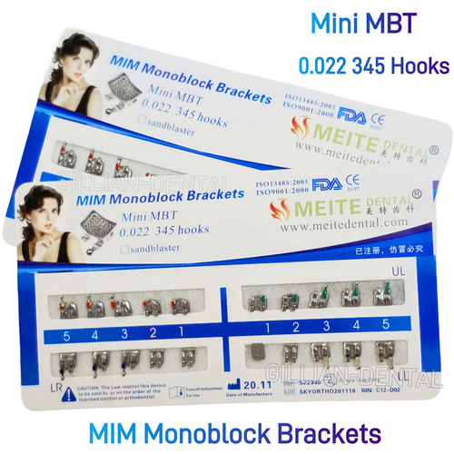 Dental Orthodontic MIM Monoblock Brackets Mini MBT 022 345 Hooks Metal ...