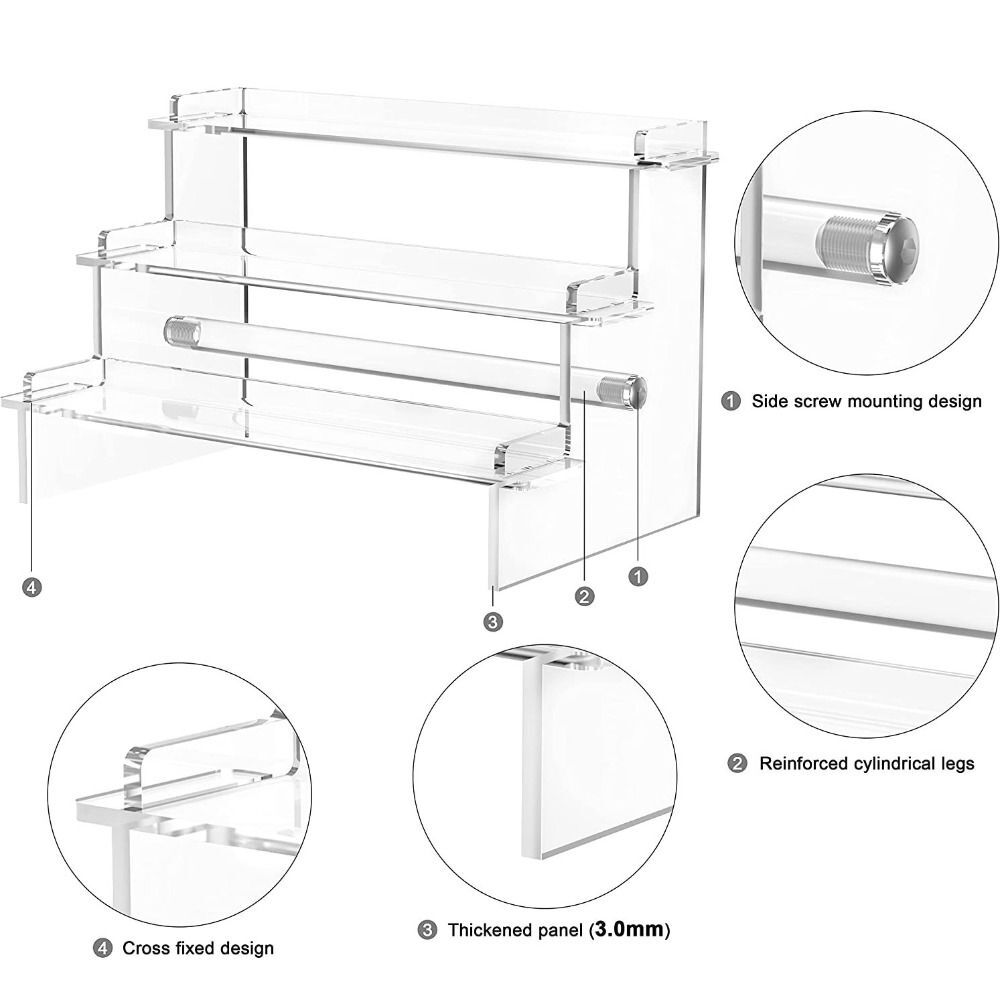 Small Display Shelves Clear Shelf Stand Riser Display Stand Home | eBay