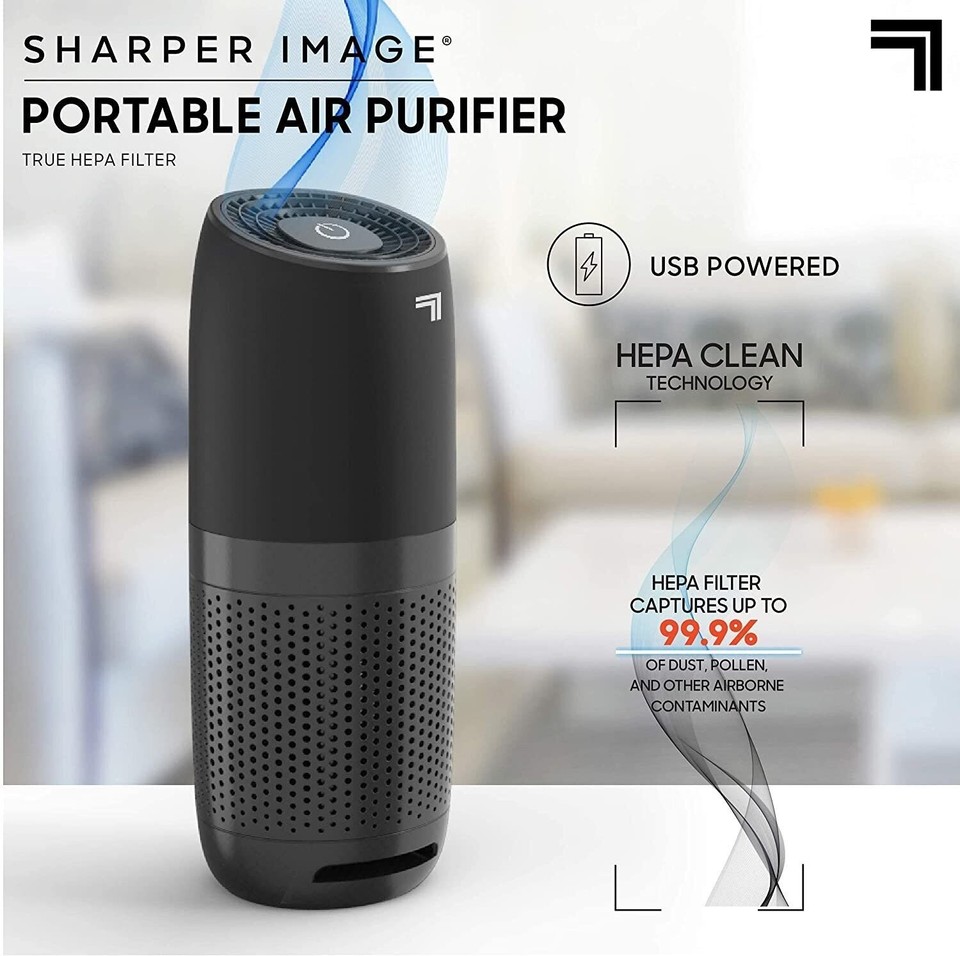 SHARPER IMAGE Portable Air Purifier with True HEPA Air Filter, Quiet ...