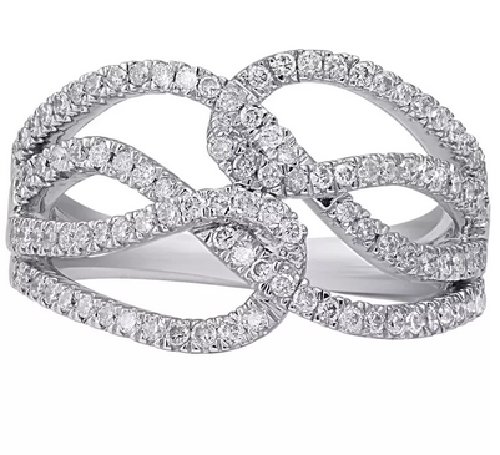 Lab-Created Brilliant Cut Cubic Zirconia Intertwined Statement 935 ...