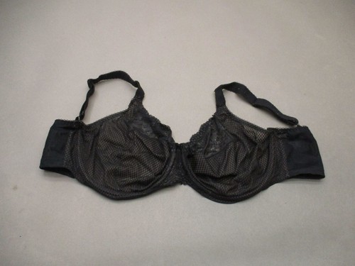 34L ELOMI Womens Black Unlined Underwire Wide Strap Back Closure Demi ...