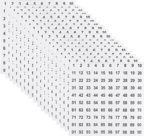 30 Sheets Small Number Stickers 1 to 100 Round Number Self Adhesive ...