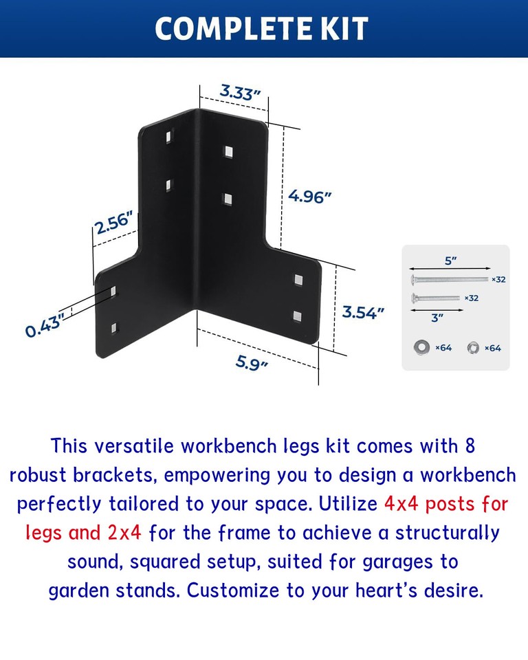 8X Steel Corner Brackets Workbench Shop Table Kit Multi-Angle Joint ...