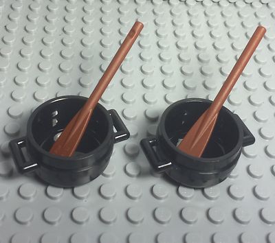 Lego 2 Black Cauldron,2 Reddish Brown Stirring Spatula Oar,City Kitchen ...