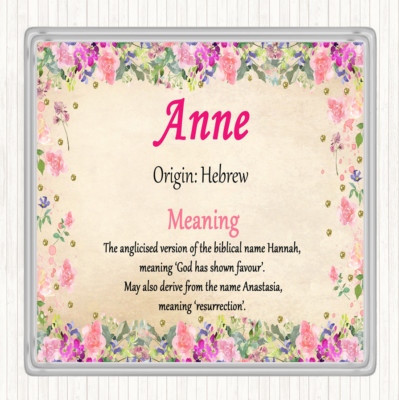 Anne Name Meaning Drinks Mat Coaster Floral | eBay UK