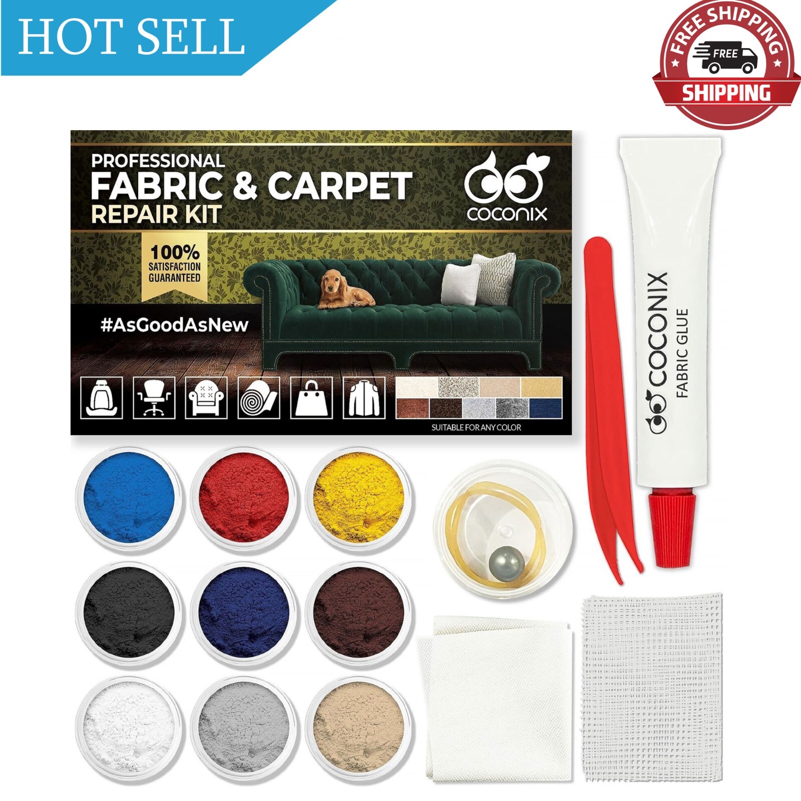 Coconix Fabric and Carpet Repair Kit - Repairer of Your Car Seat, Couch ...