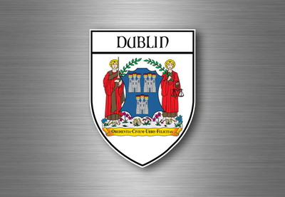 Sticker decal souvenir car coat of arms shield city flag dublin ireland ...