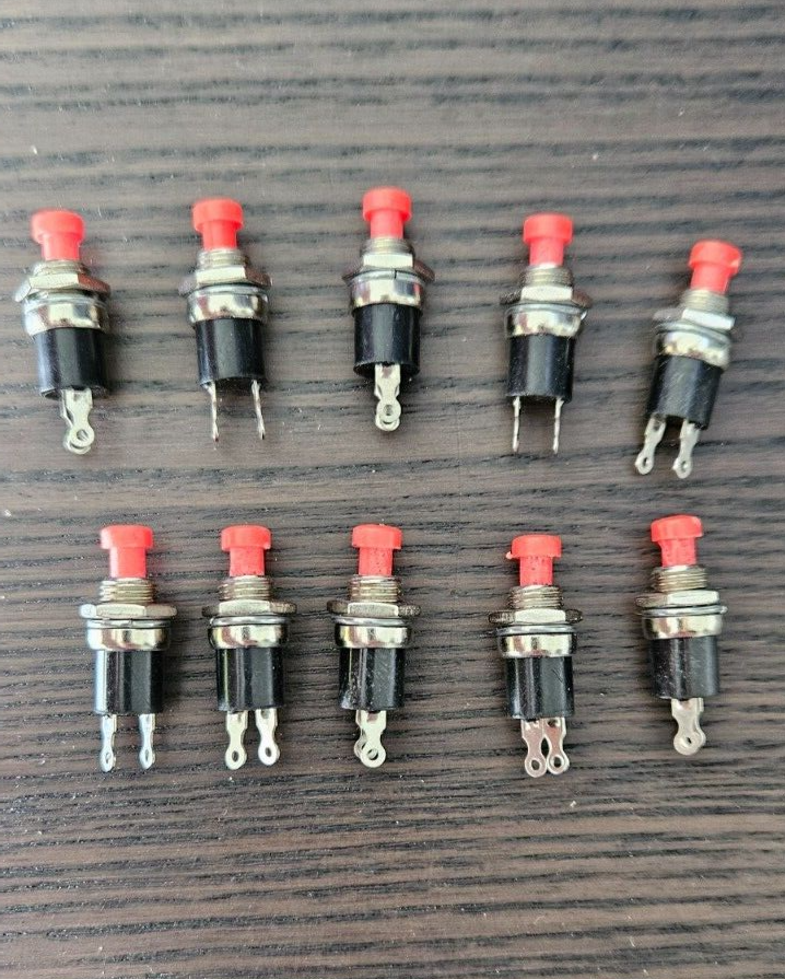 10 PUSH TO MAKE SWITCH SWITCHES 10 X RED PECO HORNBY POINT MOTOR +FACE ...