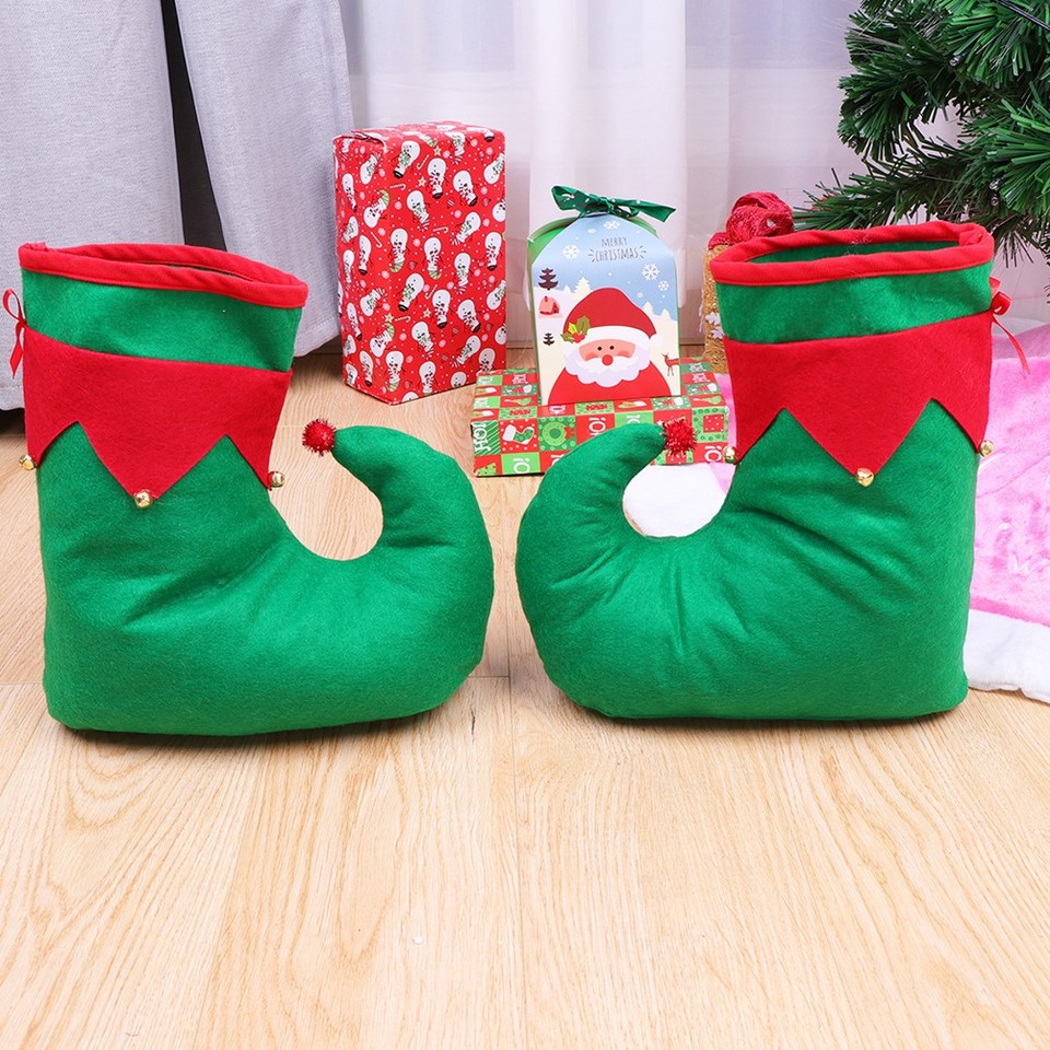 3pcs Elf Shoes Hat Elf Costume for Party (Red Green) | eBay Australia