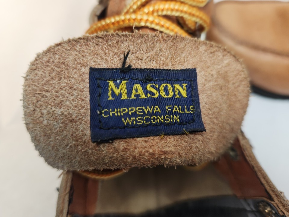 Vtg. MASON Shoes Work Boot Size 7.5 Brown Leather Chippewa Falls ...