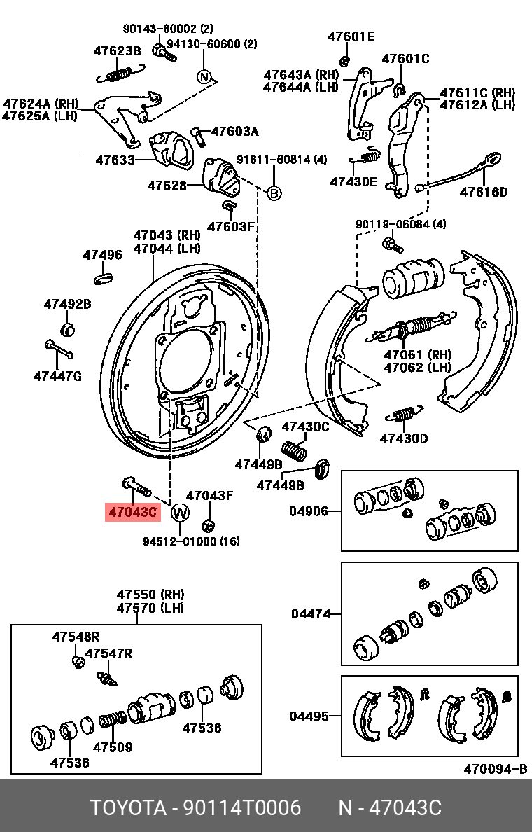 OE bolt for backing plate to rear axle housing setting, for TOYOTA ...