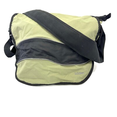 LL Bean Green/Black Ripstop Nylon Cross Body Shoulder Laptop Messenger ...
