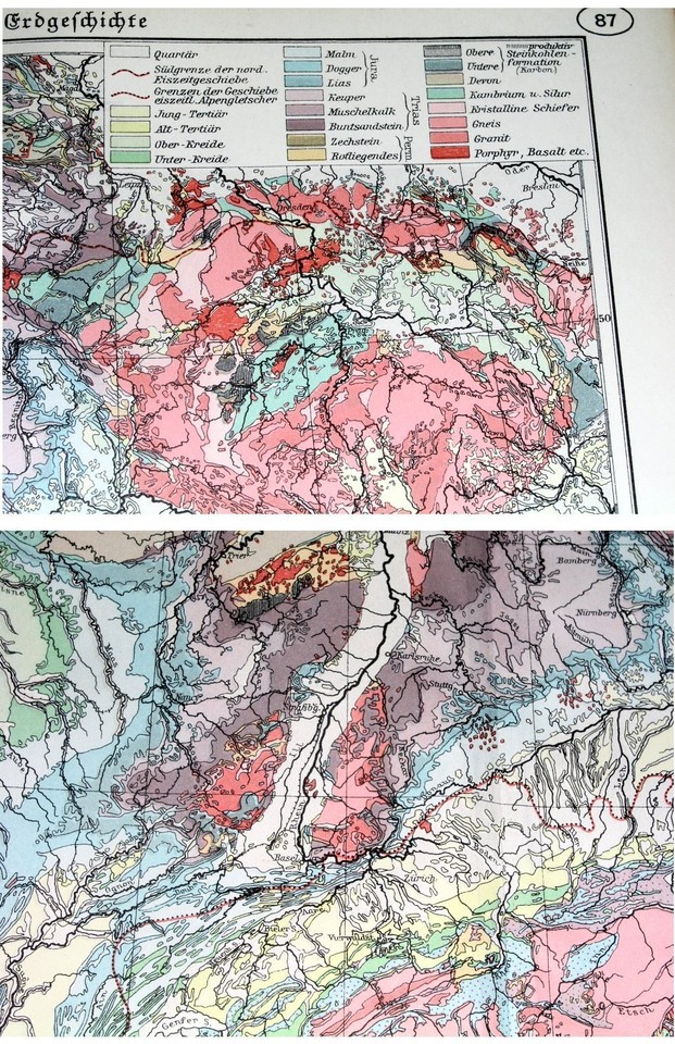 1937 GEOLOGICAL MAP OF SOUTHERN GERMANY / CZECH REPUBLIC BOHEMIA | eBay