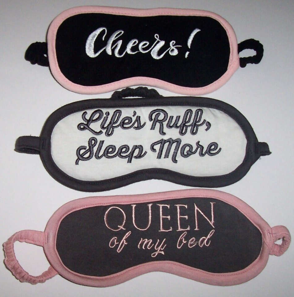 NEW PJ Salvage LOT 3 Sleep Masks QUEEN OF MY BED~LIFE'S RUFF, SLEEP ...