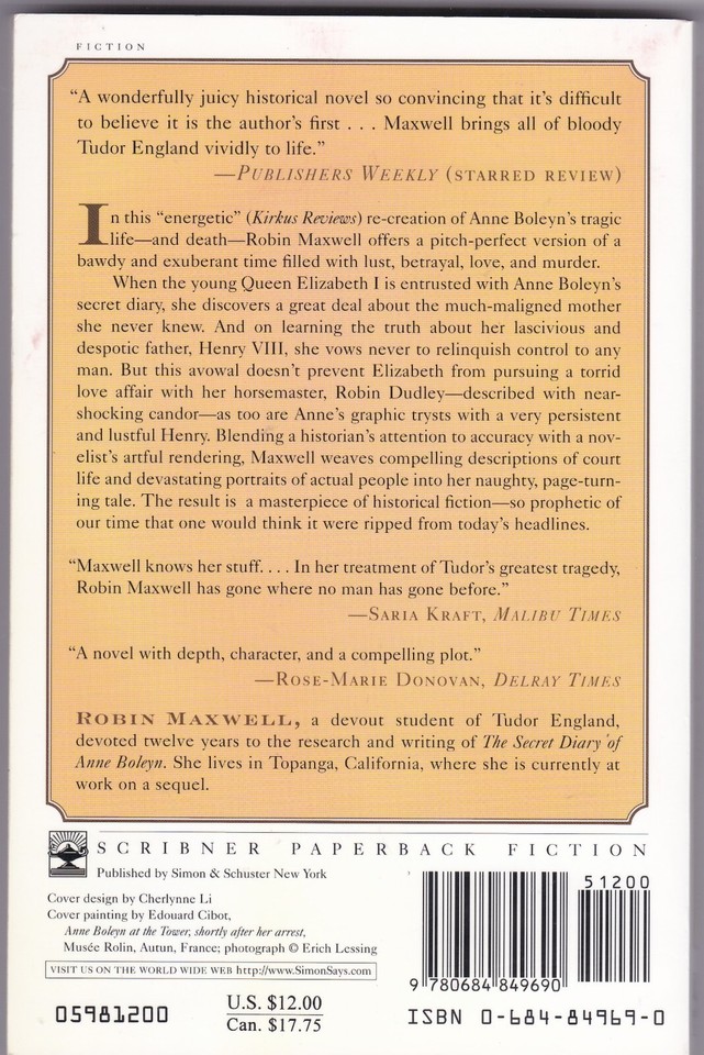 The Secret Diary of Anne Boleyn: A Novel by Robin Maxwell (1998 ...