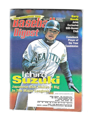 Ichiro Suzuki Seattle Mariners Baseball Digest November 2002 | eBay