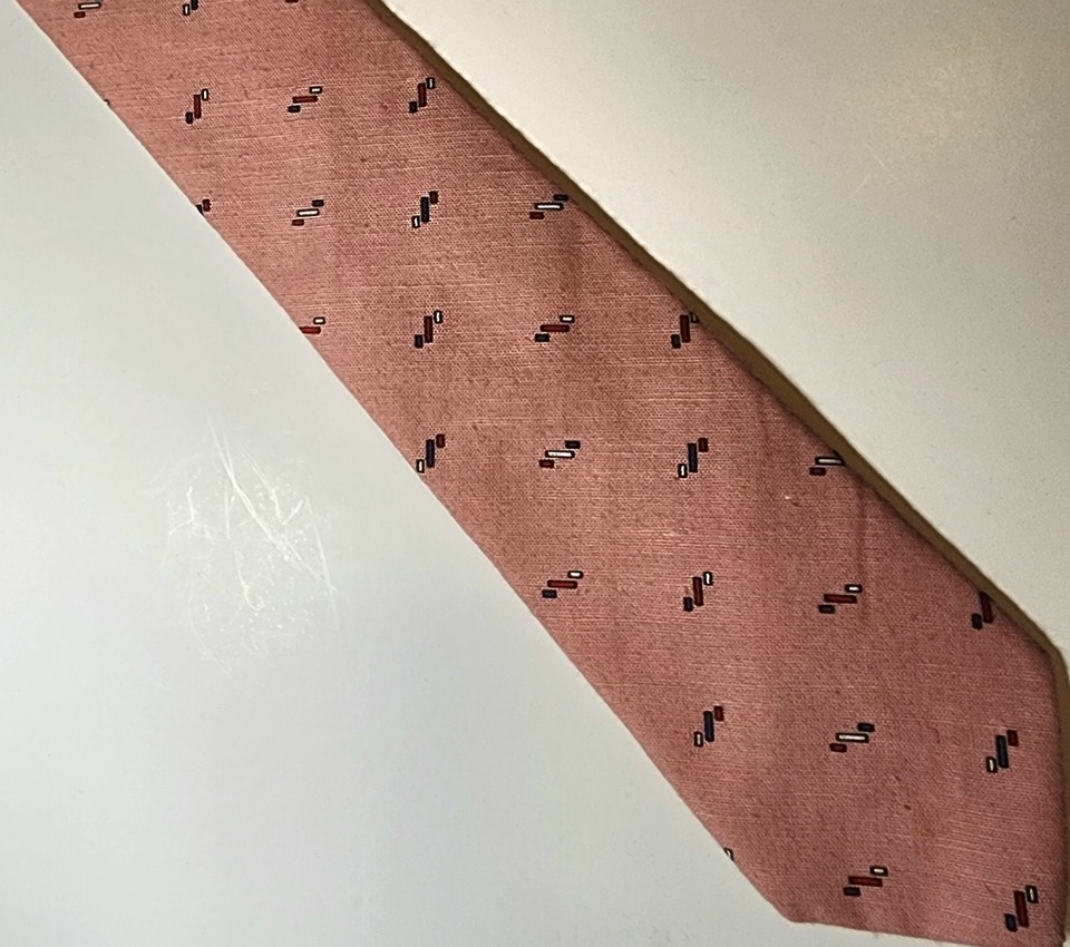 Vintage 1960's NECKTIE Salmon Colored Background w/Geometrics USA JOHN ...